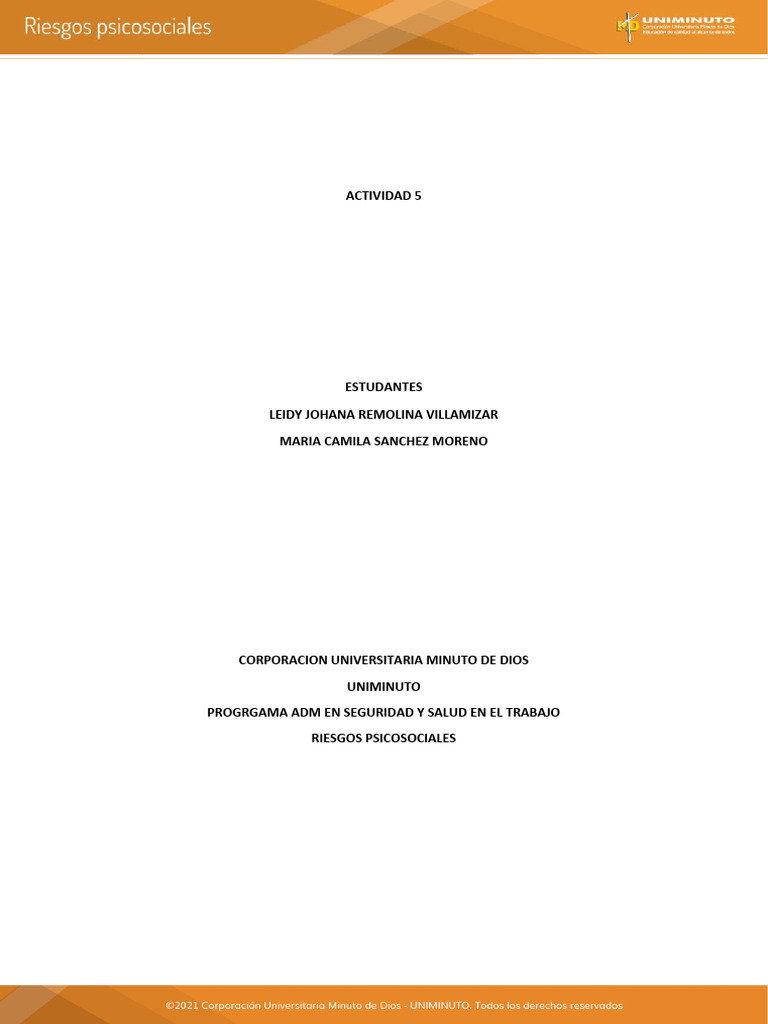 riesgo psicosocial act 5 | PDF | Business