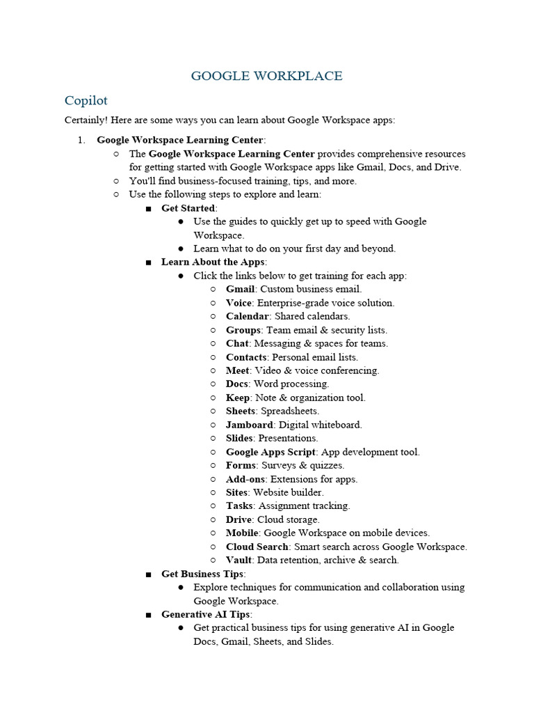 Learn Google Workspace Apps Efficiently | PDF | Computing | Software