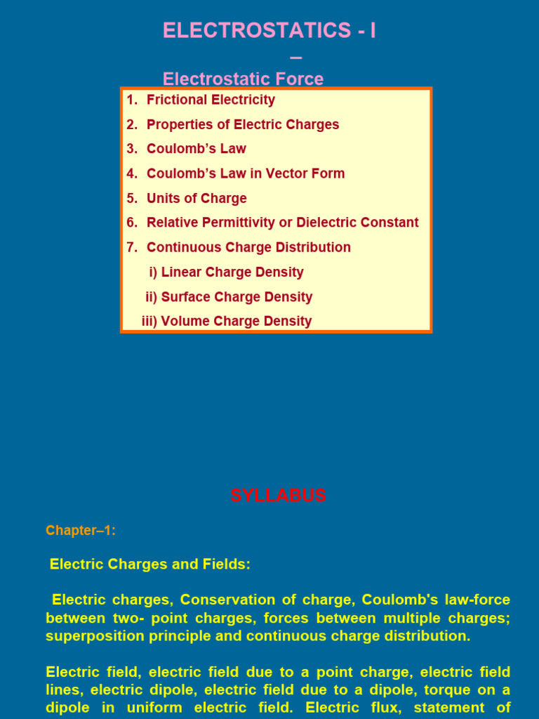 Electrostatics 1 | PDF | Electric Field | Electrostatics