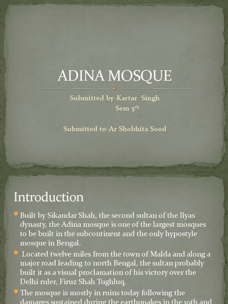 Adina Mosque | PDF | Architectural Elements | Architectural Design