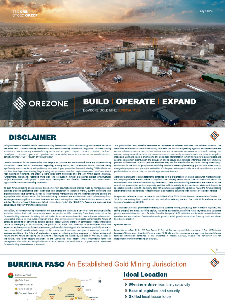 Orezone July 10-2024 Website | PDF | Economies