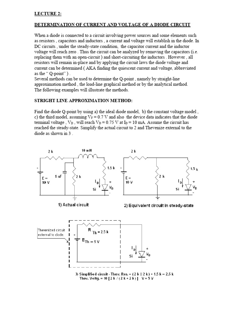 Diode Circuit Q-Point Analysis Methods | PDF | Electrical Network ...