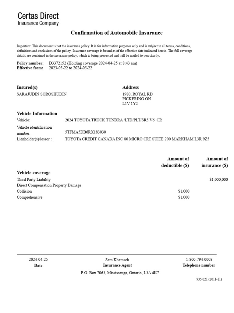 Confirmation of Insurance D3372152 20240425 084402 | PDF | Insurance ...