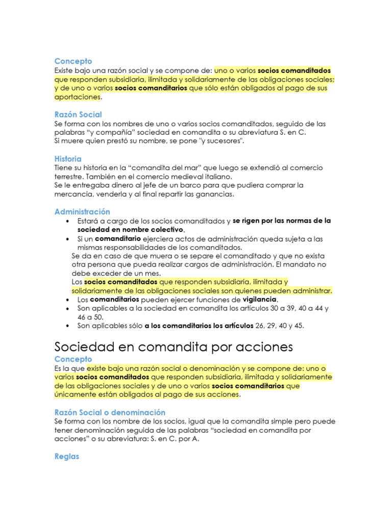 Sociedad en Comandita Simple | PDF | Derecho