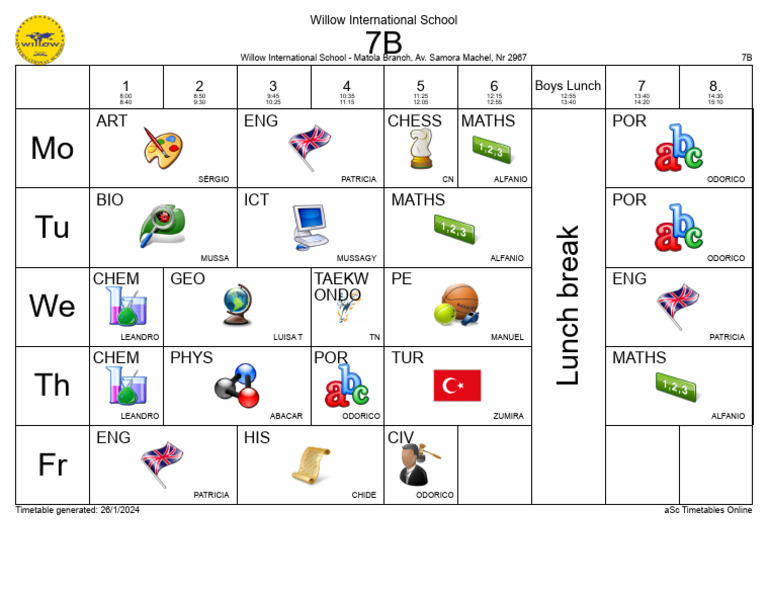 7B New Timetable 2024 | PDF