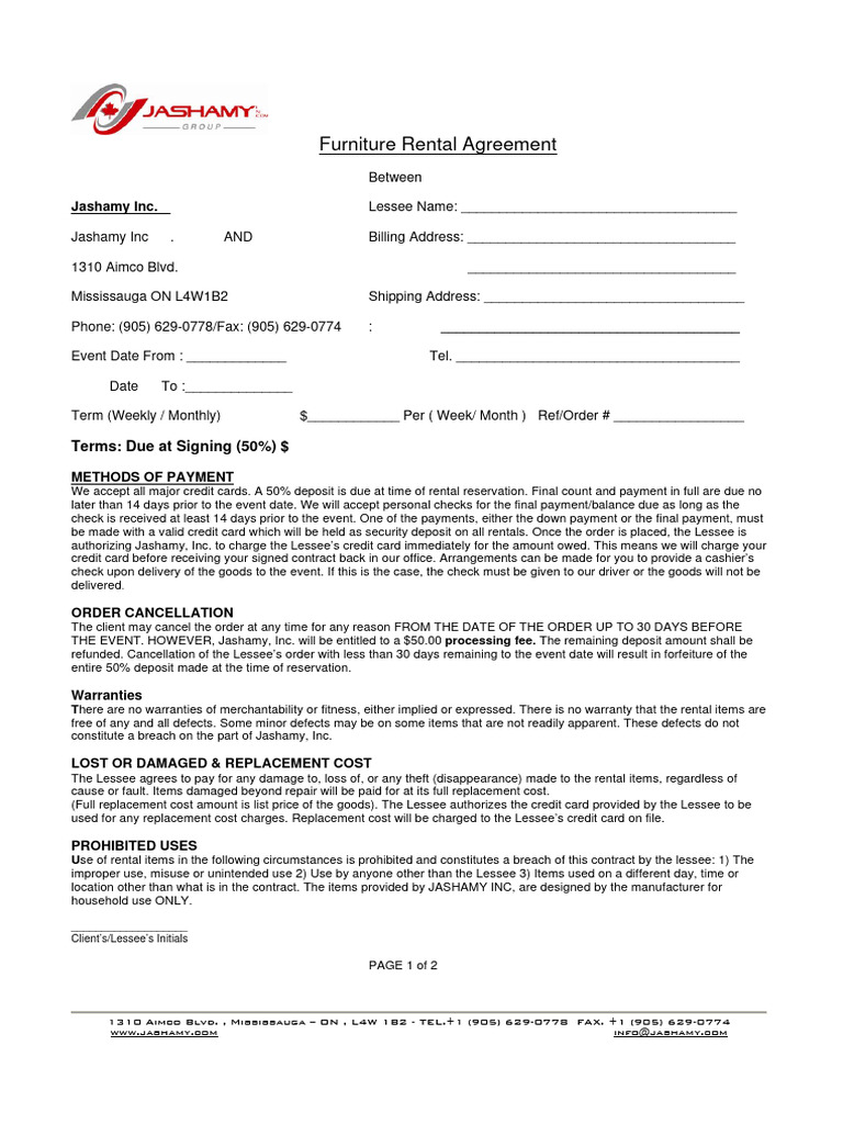 JASHAMY-Rental agreement Form | PDF | Cheque | Indemnity