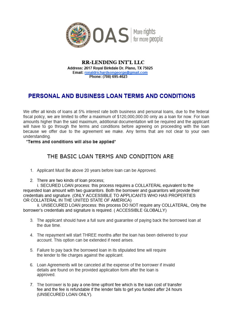 Loan Terms and Condition | PDF | Loans | Unsecured Debt