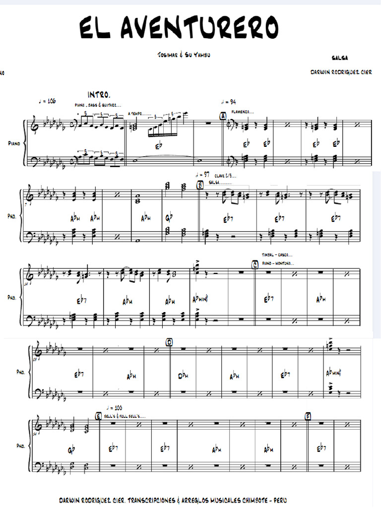 El Aventurero - Josimar y Su Yambu - SALSA | PDF