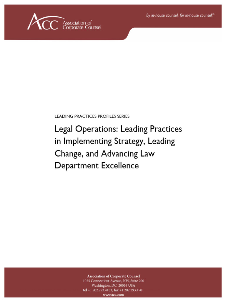 ACC - Legal Ops - Vários Temas | PDF | Project Management | Outsourcing