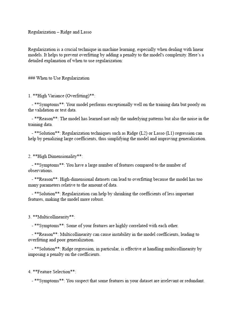 Regularization - Ridge and Lasso | PDF | Cross Validation (Statistics) | Multicollinearity