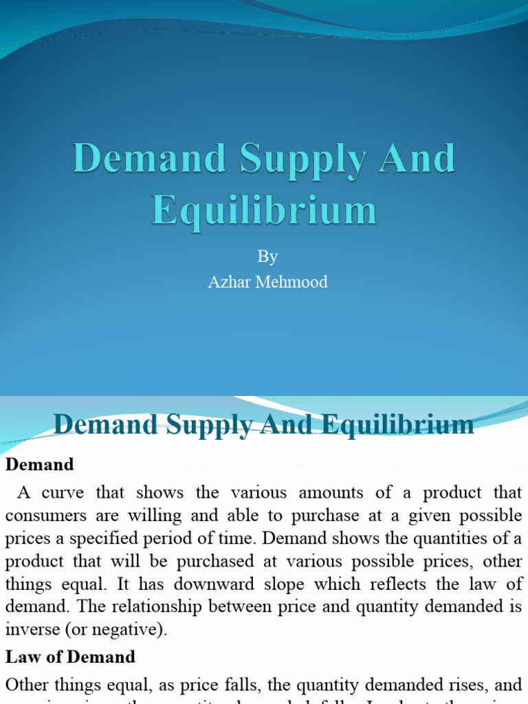 Demand Supply And Equilibrium Pdf Demand Supply Economics