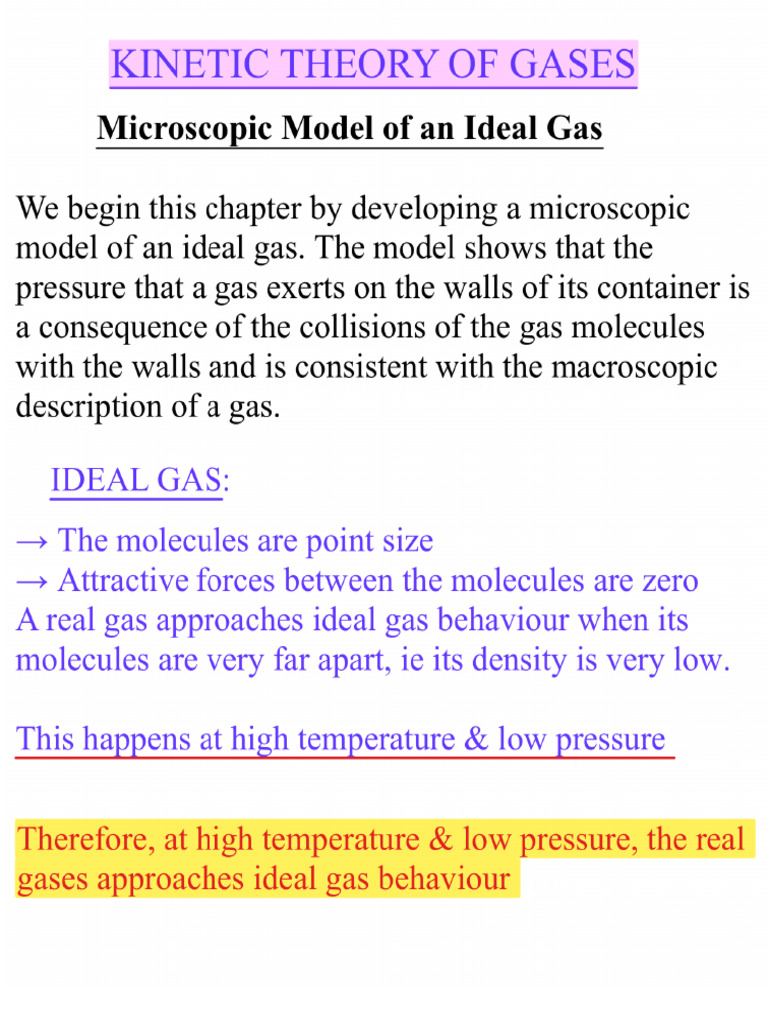 Microscopic Model of An Ideal Gas: Kinetic Theory of Gases | PDF ...