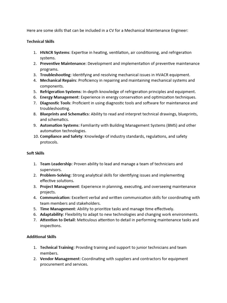Essential Skills for Mechanical Maintenance Engineers | PDF ...