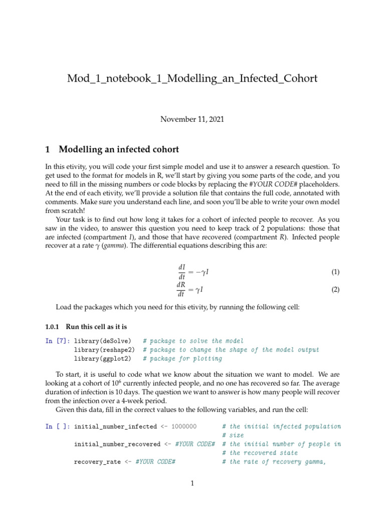 3 Modelling An Infected Cohort | PDF | Parameter (Computer Programming) | Applied Mathematics