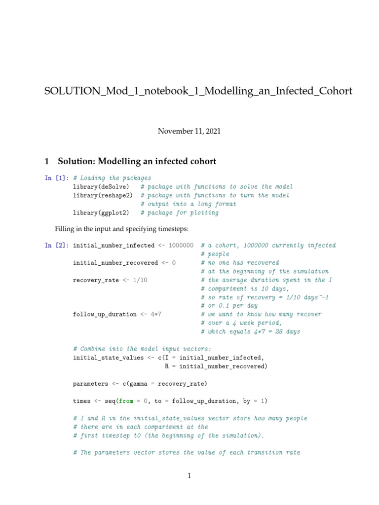 3 Solution Modelling An Infected Cohort | PDF | Computer Engineering | Applied Mathematics