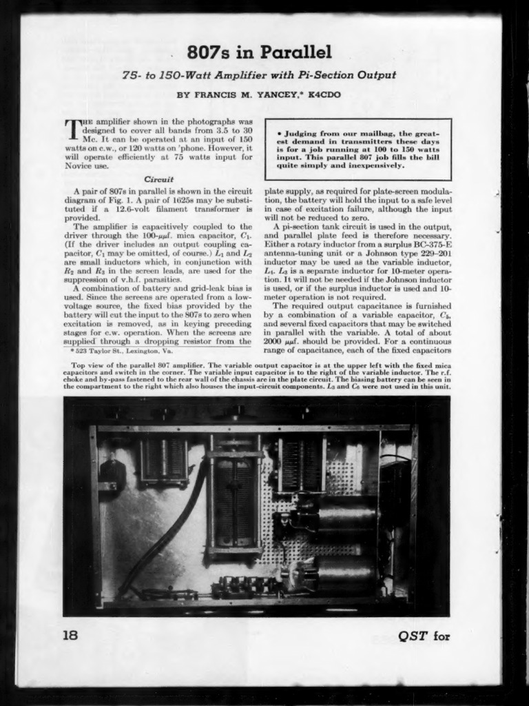 Parallel 807 Amplifier Design Guide | PDF | Capacitor | Amplifier
