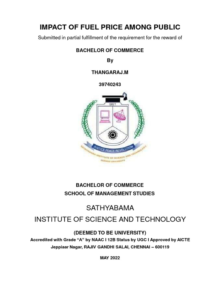 1922 B.com B.com Batchno 230 | PDF | Gasoline And Diesel Usage And Pricing | Inflation