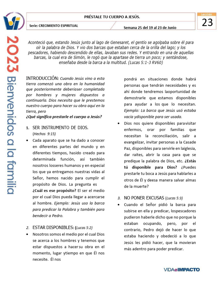 Clase 23 Prestale Tu Cuerpo A Jesus | PDF | Jesús | Cristo (título)