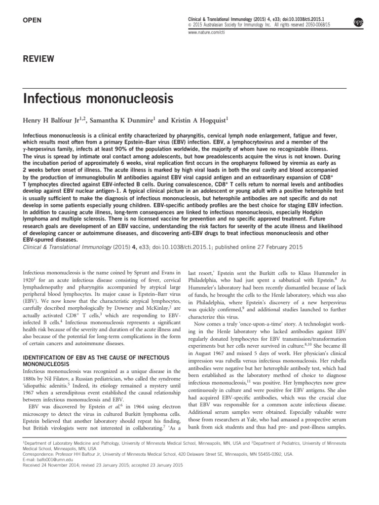 Infectious Mononucleosis-1 | PDF | Natural Killer Cell | Infection