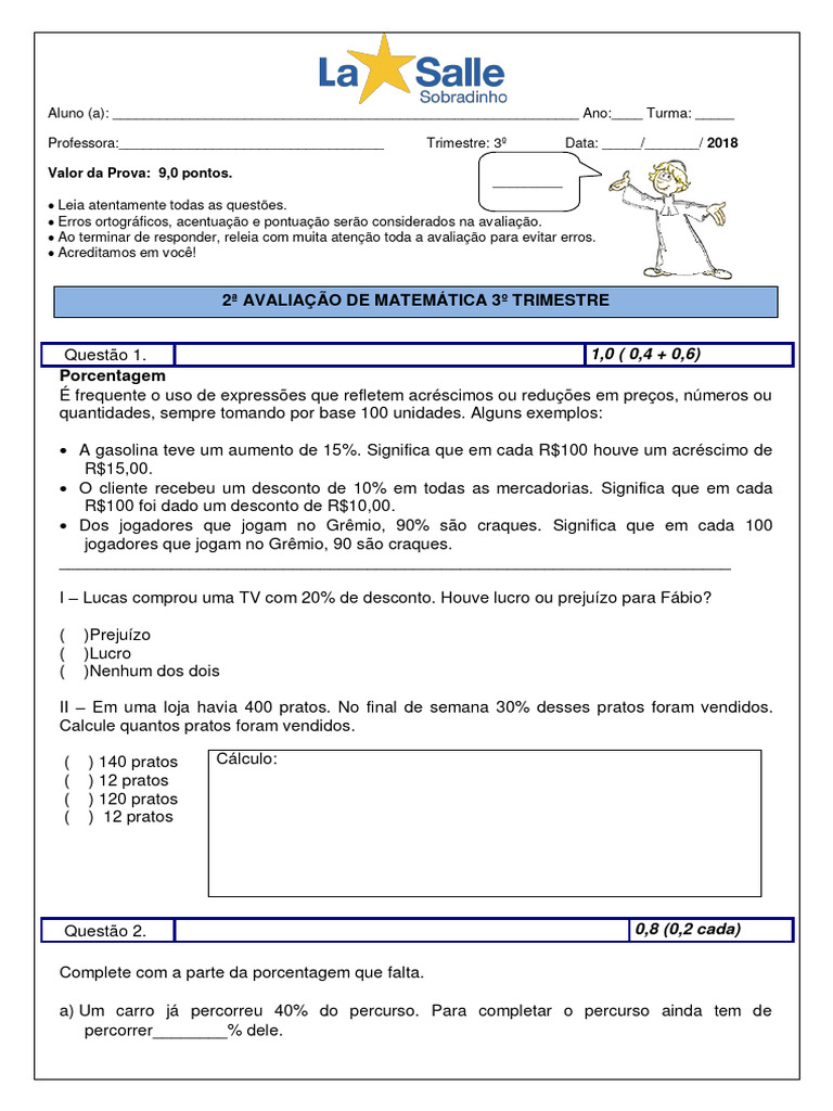 2 Av. de Matemática - 3º Tri | PDF