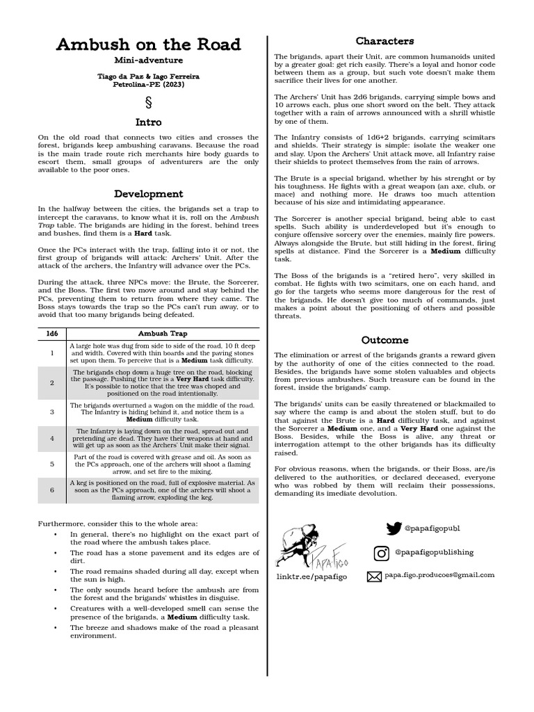 Mini-adventure Ambush on the Road | PDF | Archery
