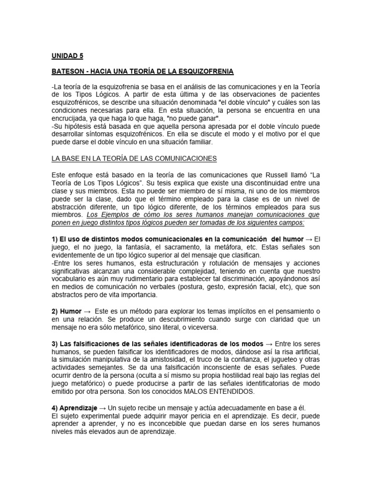 Bateson | PDF | Esquizofrenia | Aprendizaje