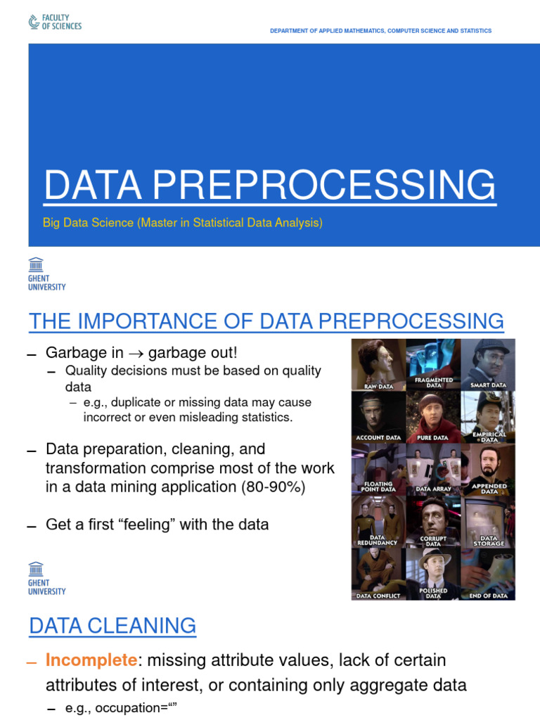 Lecture6a DataPreprocessing | PDF | Principal Component Analysis | Regression Analysis