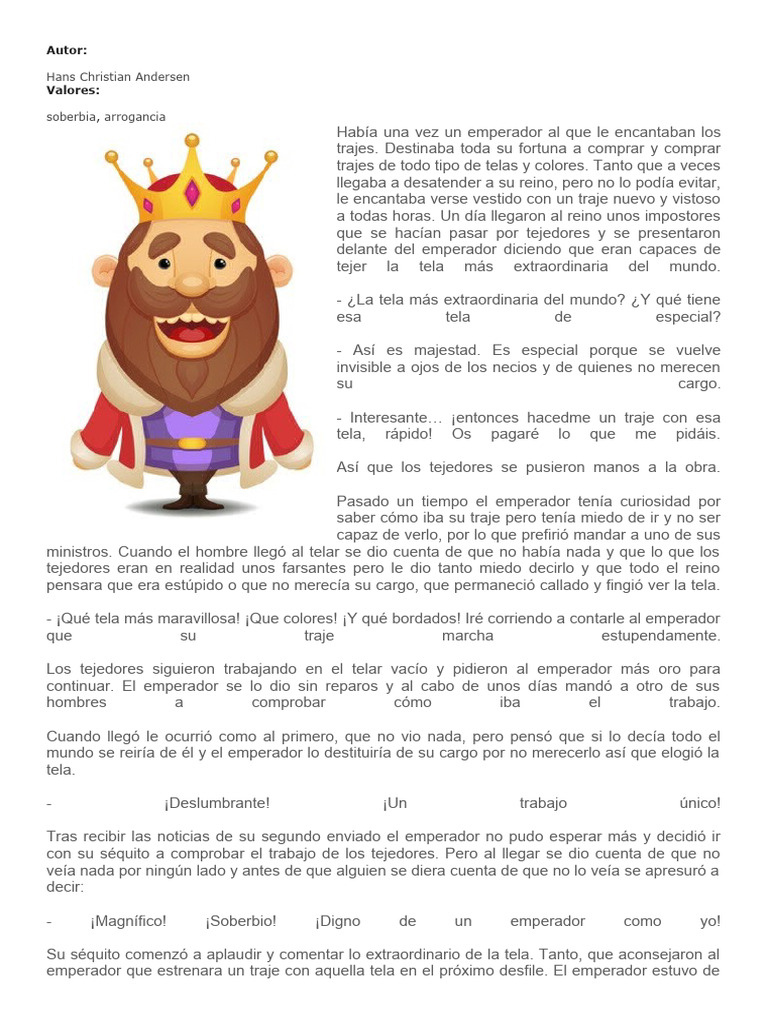El traje nuevo del emperador | PDF | Libros para adolescentes | Clásicos