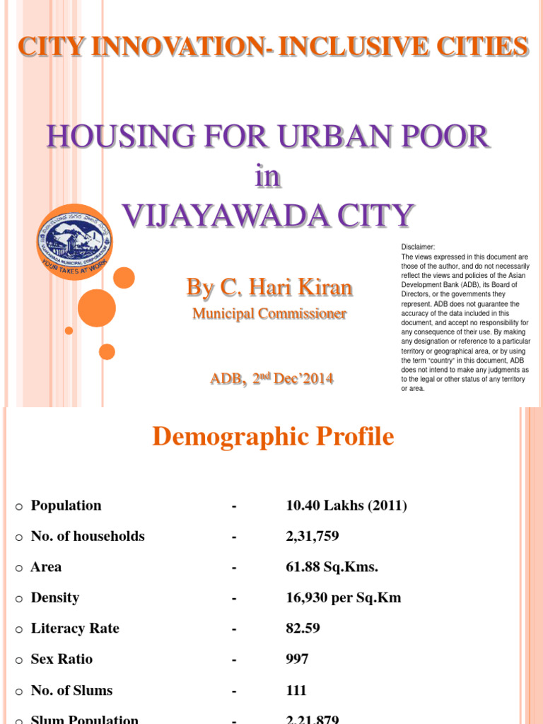 City Innovation Inclusive Cities Housing Urban Poor Vijayawada City ...