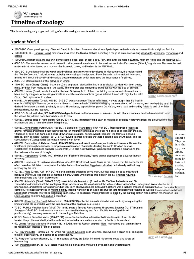 Timeline of Zoology - Wikipedia | PDF | Technology & Engineering