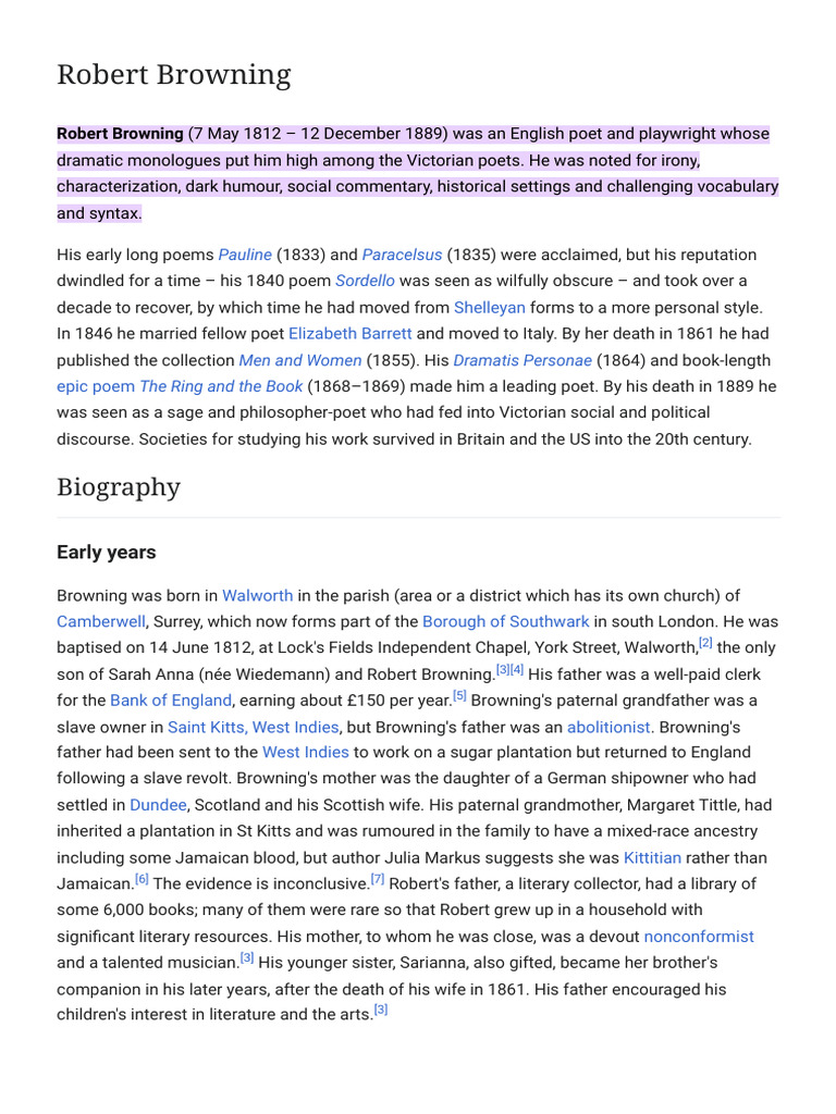 Robert Browning - Wikipedia | PDF | Robert Browning
