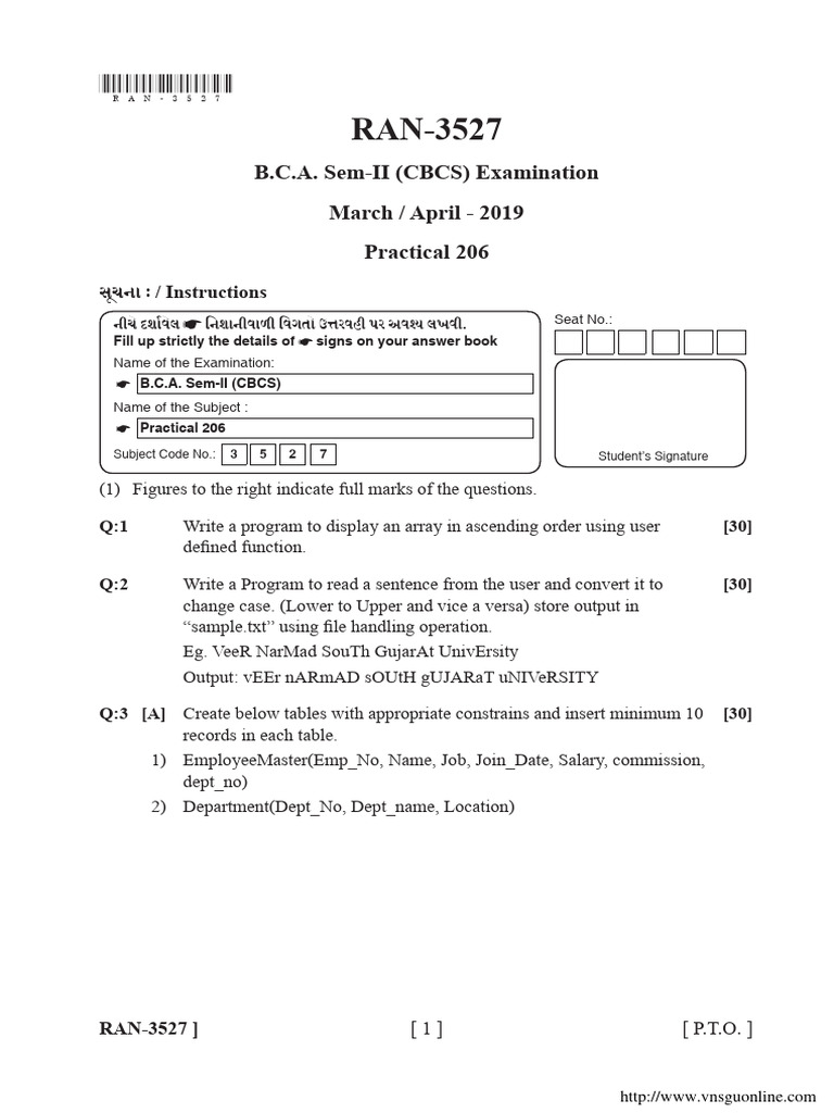 Bca 2 Sem Practical 206 1 2019 | PDF | Software Engineering | Data Management