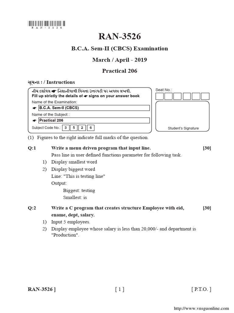 Bca 2 Sem Practical 206 2019 | PDF | Computer Science | Software Engineering