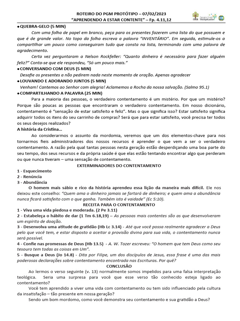 ROTEIRO DO PGM PROTÓTIPO - 07 Fev 2022 | PDF