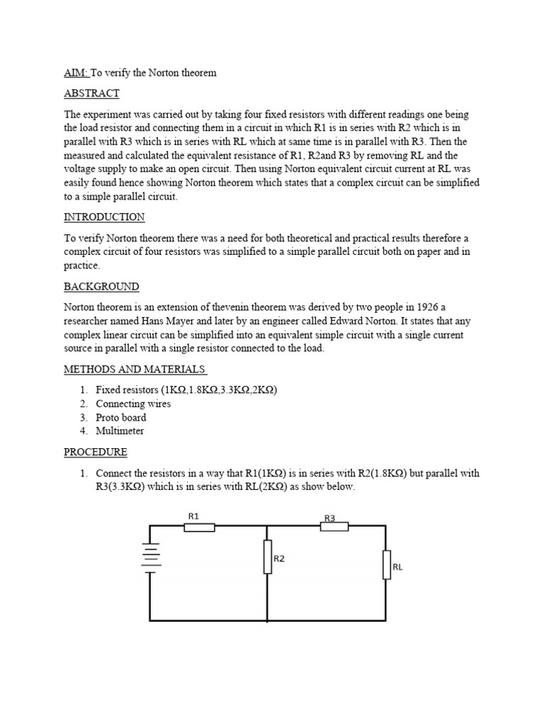 Norton Lab Report | PDF | Electrical Network | Resistor