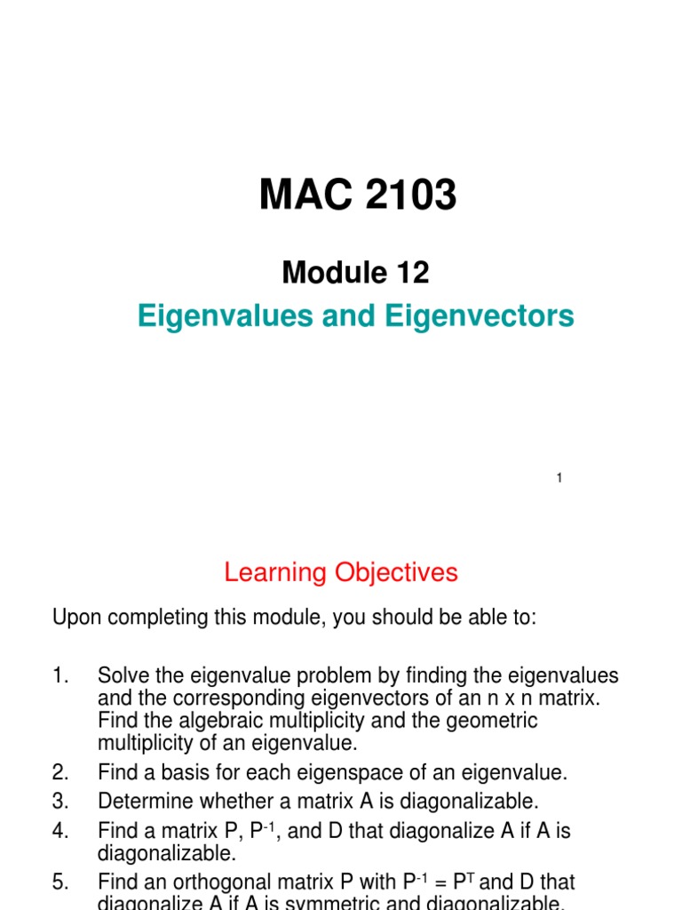 Linear Algebra: Eigenvalues & Vectors | PDF | Eigenvalues And Eigenvectors | Matrix (Mathematics)