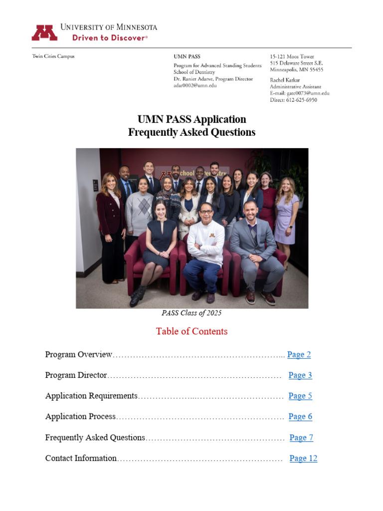 UMN PASS FAQs 2024 | PDF | Cost Of Living | Dentistry