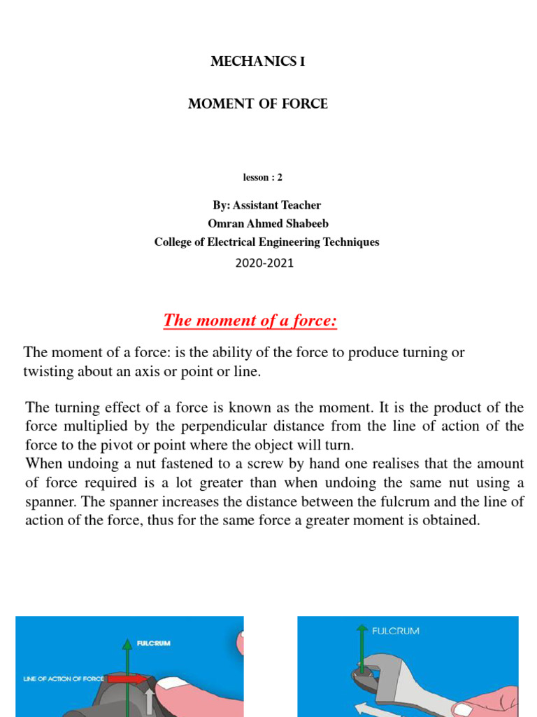 MOMENT OF FORCE | PDF | Force | Lever