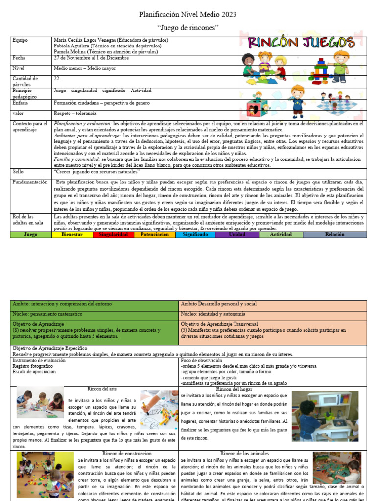 Juegos de Rincones Parte 2 | PDF | Educación de la primera infancia ...