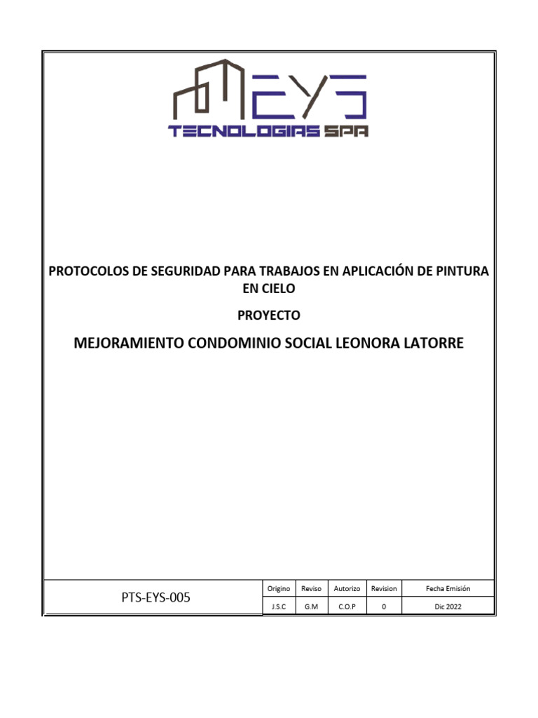 Protocolo de Seguridad para Aplicacion de Pintura Leonora Latorre | PDF | Planificación | Pinturas