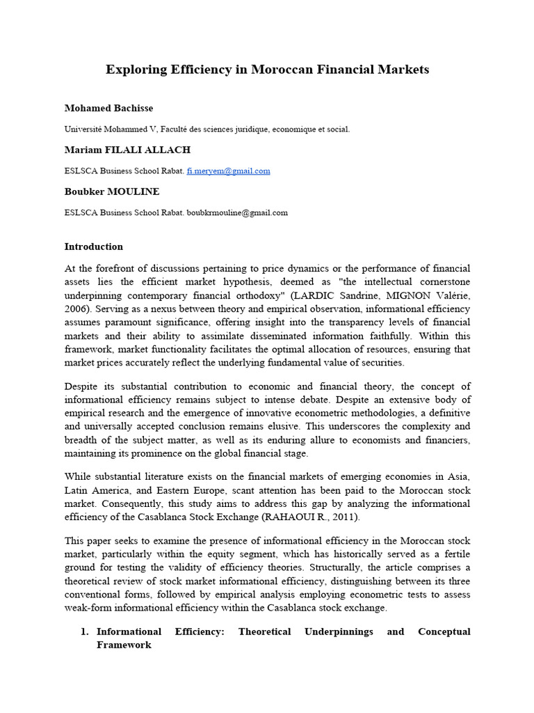 Article - Exploring Market Efficiency | PDF | Efficient Market Hypothesis | Market (Economics)