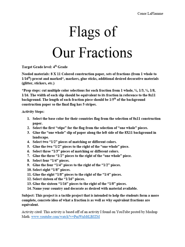 Flags of Our Fractions | PDF | Language Arts & Discipline | Home & Garden