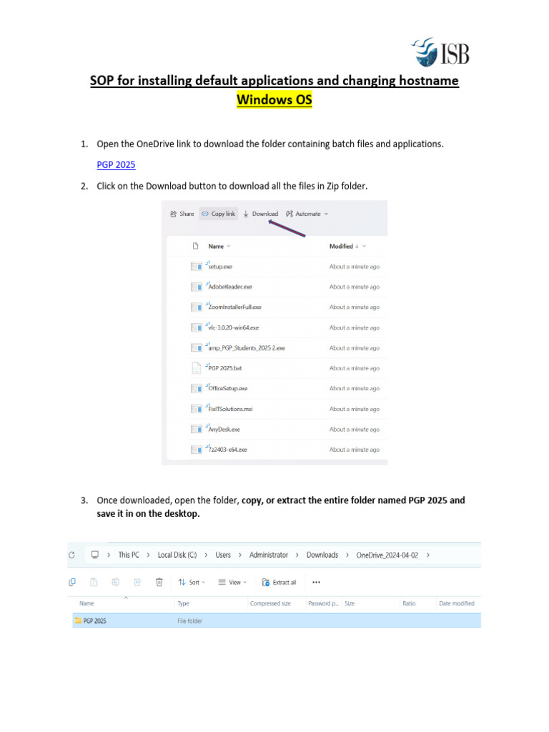 Windows-SOP For Installing Default Applications and Changing Hostname. | PDF