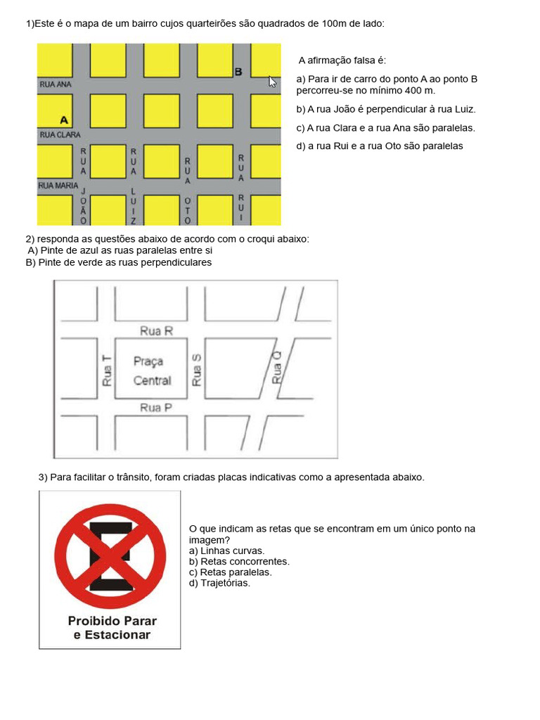 Atividades Retas Paralelas e Concorrentes | PDF | Linha (Geometria ...