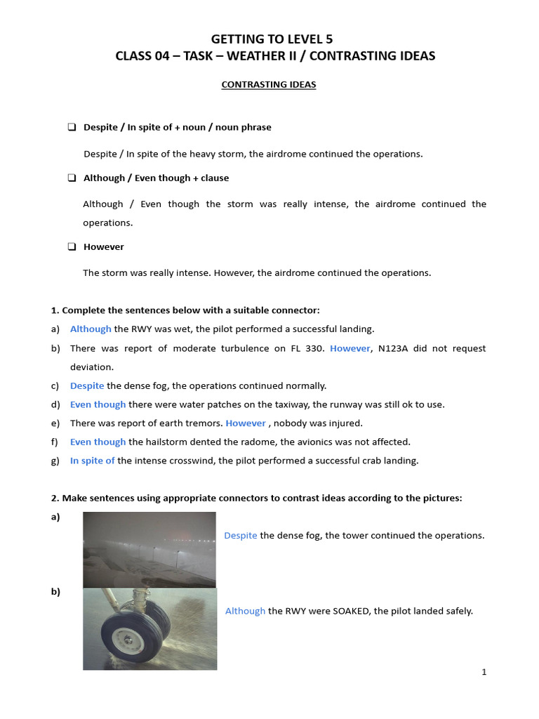 4.1 - GTL5 Weather II Contrasting Ideas HANDOUT TASK 2 | PDF