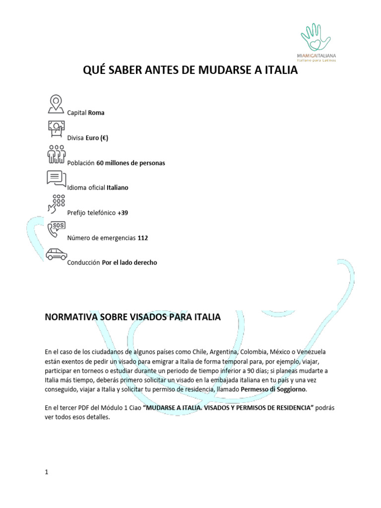 Guía para Mudarse a Italia | PDF | Italia | Costo de la vida