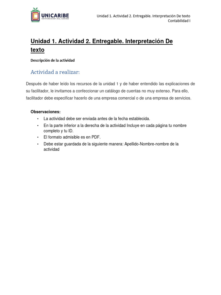 Unidad 1. Actividad 3. Entregable. Interpretación de Texto. | PDF