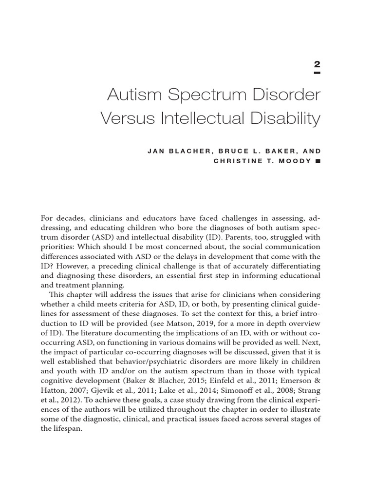 Autism Spectrum Disorder Versus Intellectual Disability | PDF | Autism ...