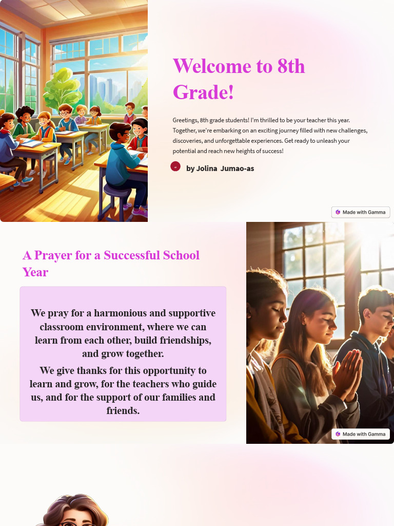 8th Grade Classroom Welcome Guide | PDF | Teachers | Learning