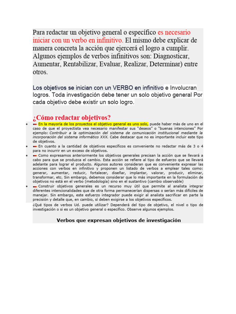 Como Redactar Objetivos | PDF | Verbo
